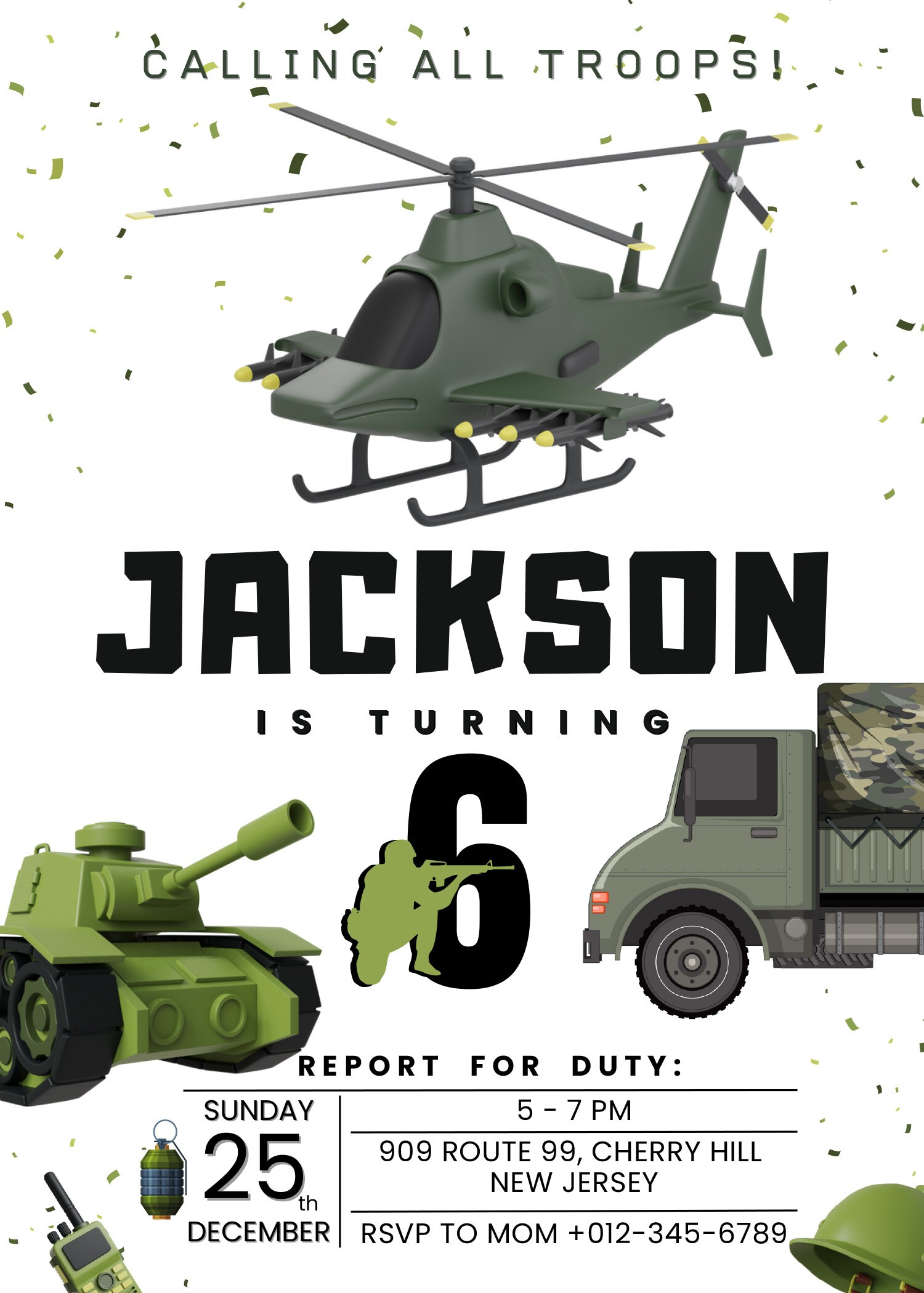 Editable Army Birthday Invitation, Military Birthday Invitation, Army ...