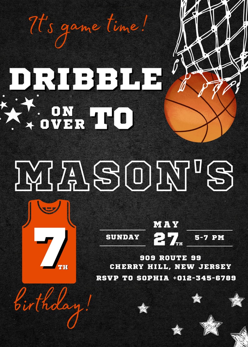 Basketball Birthday Invitation, Sports Invitation, Editable Basketball ...