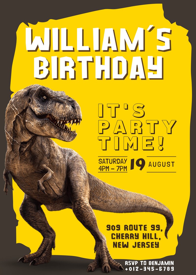 Personalized T Rex Birthday Invitation, Editable Dinosaur Party ...