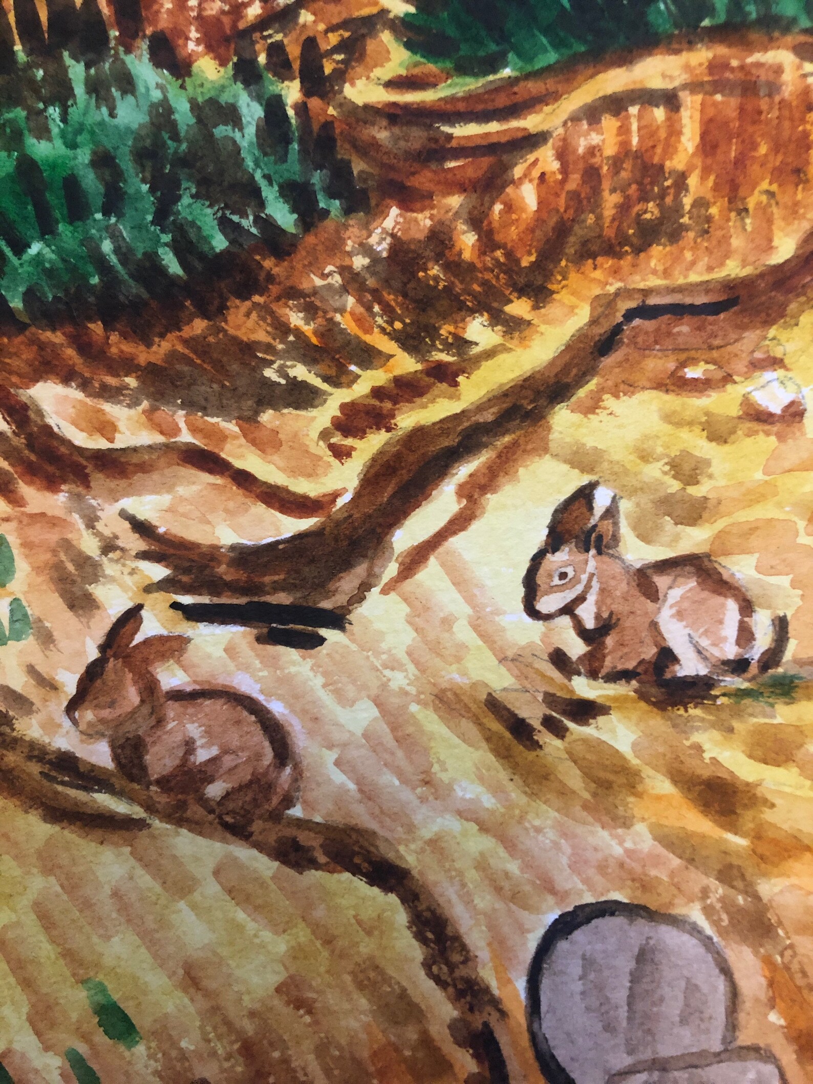 Watercolour Tribute to Van Goghs Field With Two Rabbits Painting - Etsy