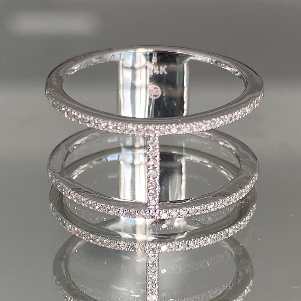 2 Row Diamond Ring - Etsy