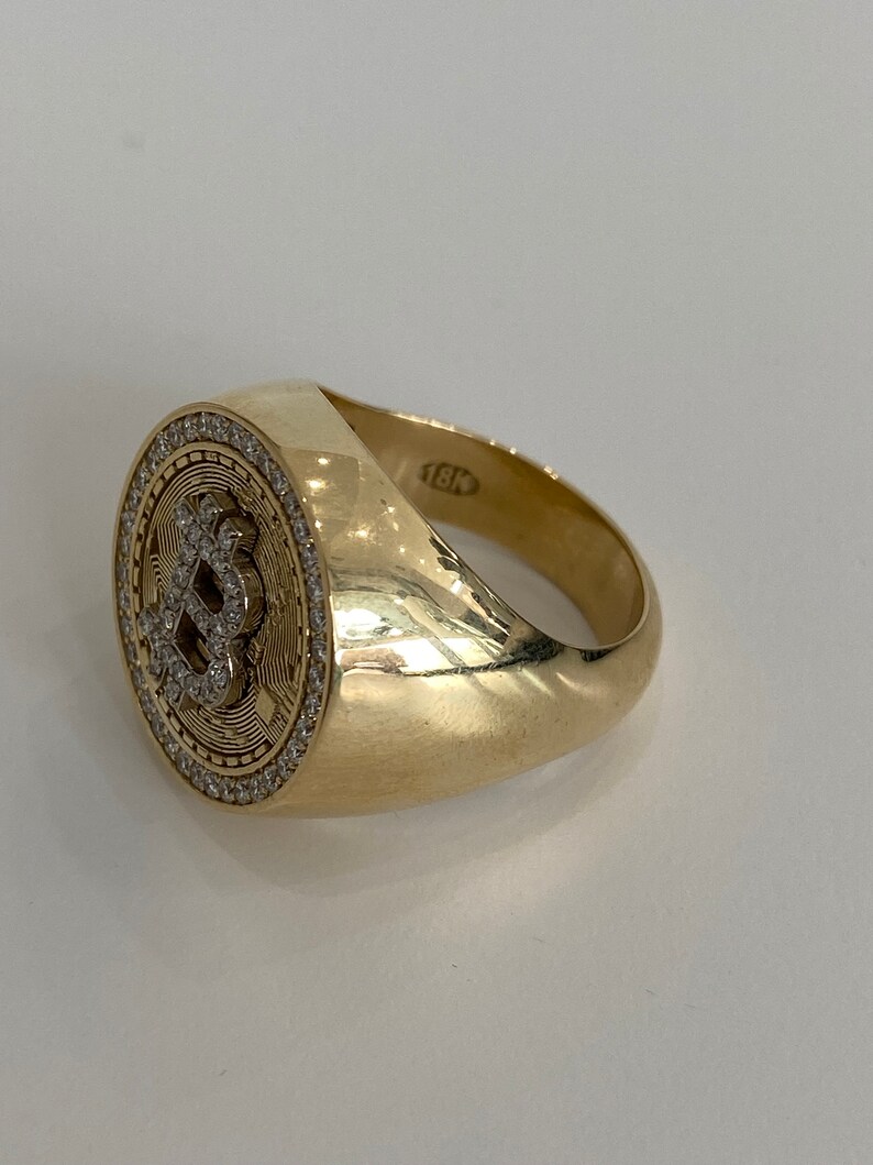 Crypto Diamond Bitcoin Ring 18KY - Etsy