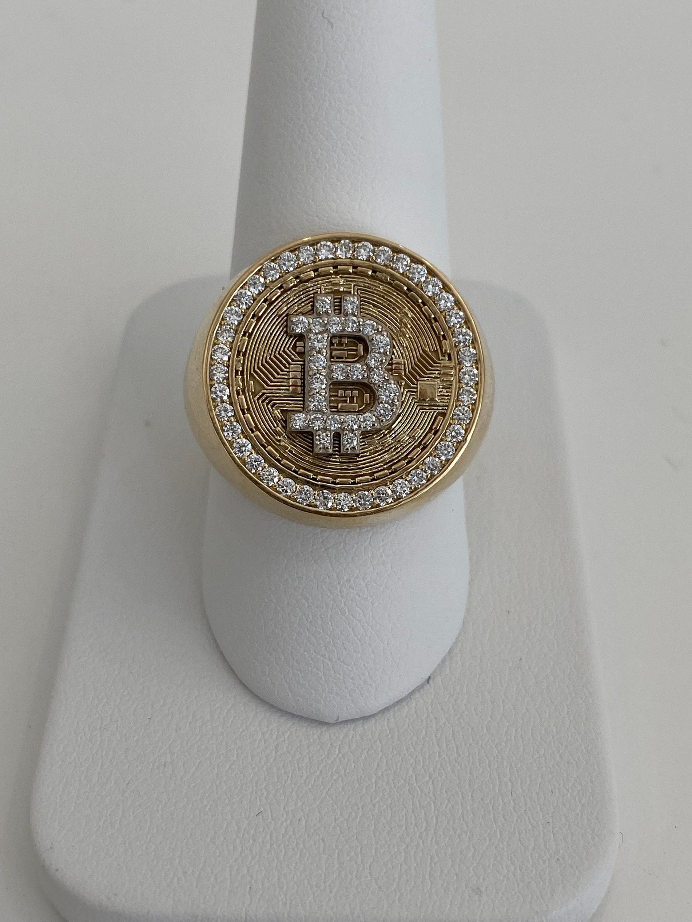 Crypto Diamond Bitcoin Ring 18KY - Etsy