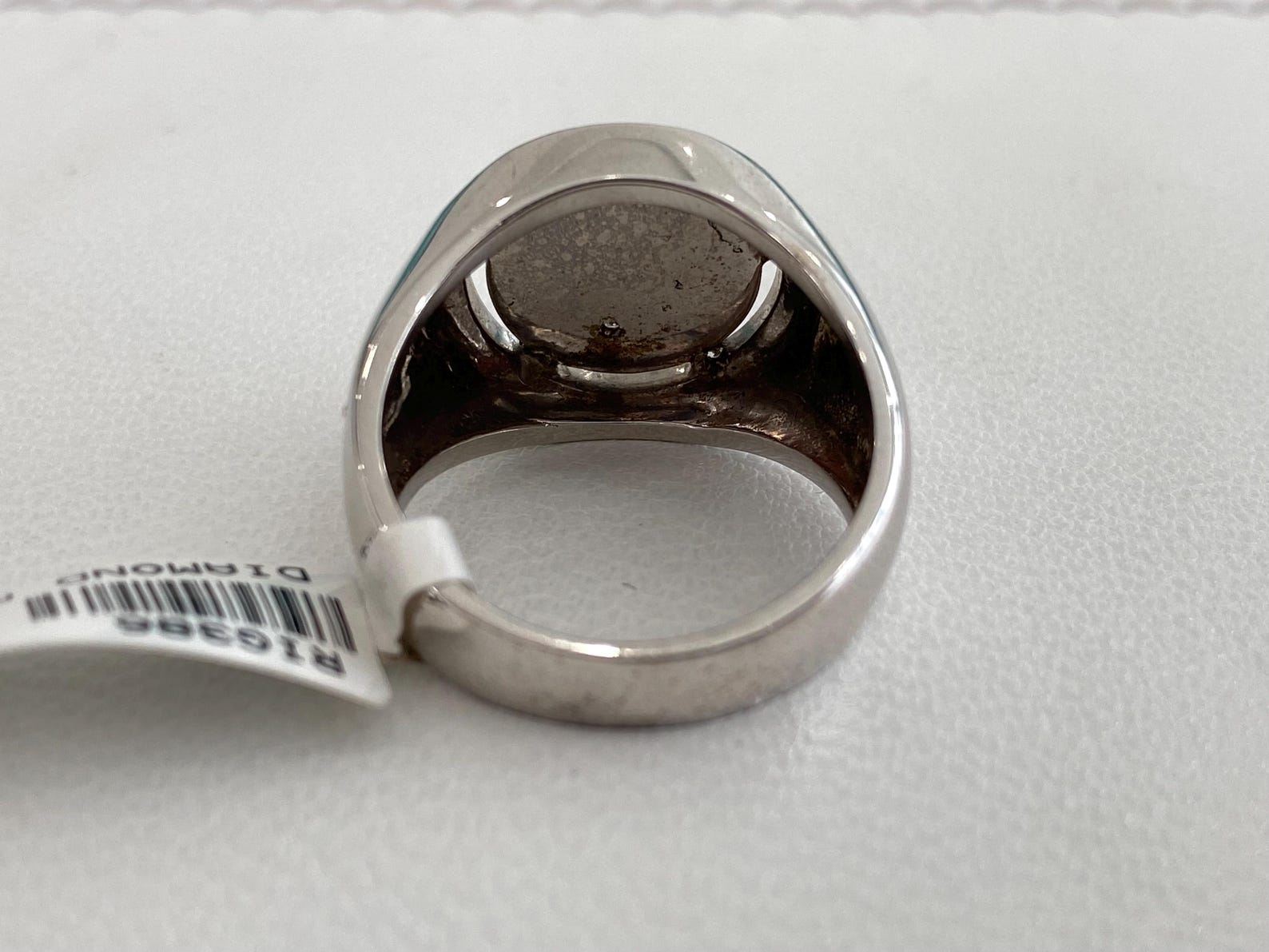 Large Diamond Flat Signet Ring 14K White Gold - Etsy