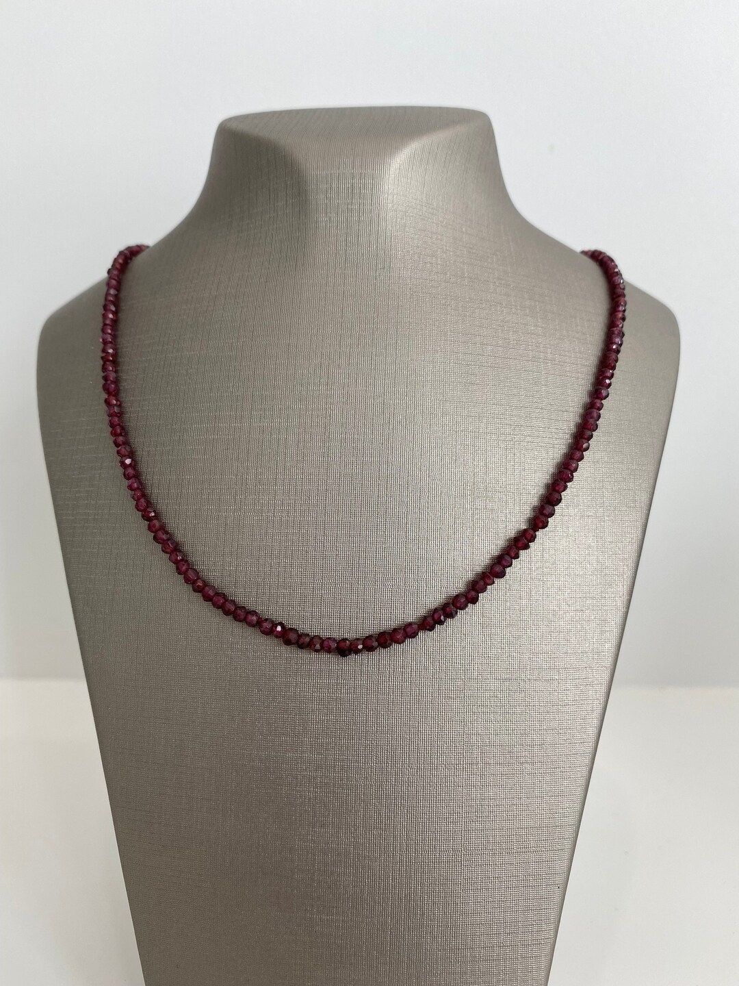 Deep Red Garnet Micro Bead Necklace: 14K Solid Gold Clasp, 15 Inch - Etsy