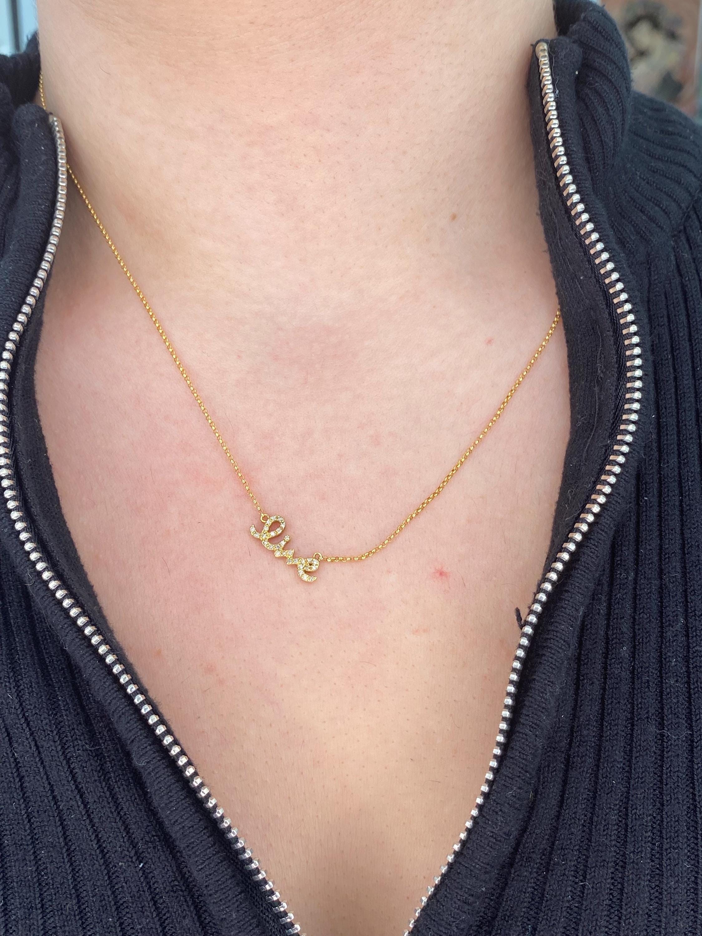 14K Yellow Gold Diamond "live" Pendant Necklace - 18 Inch - Etsy