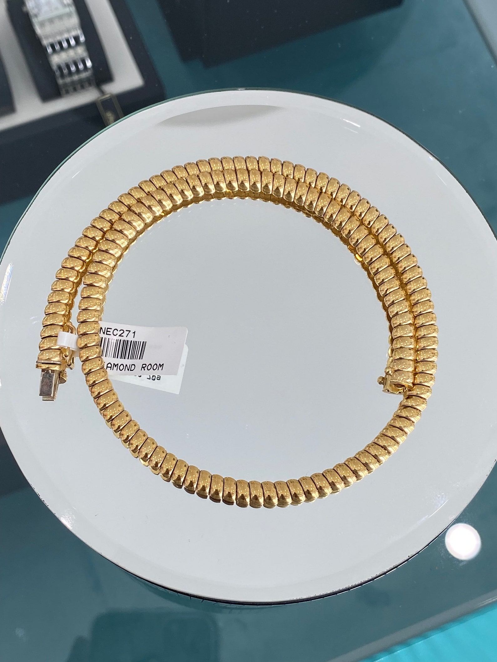 San Marco Choker Chain 18K Solid Yellow Gold Necklace 13.5 Inch Length ...