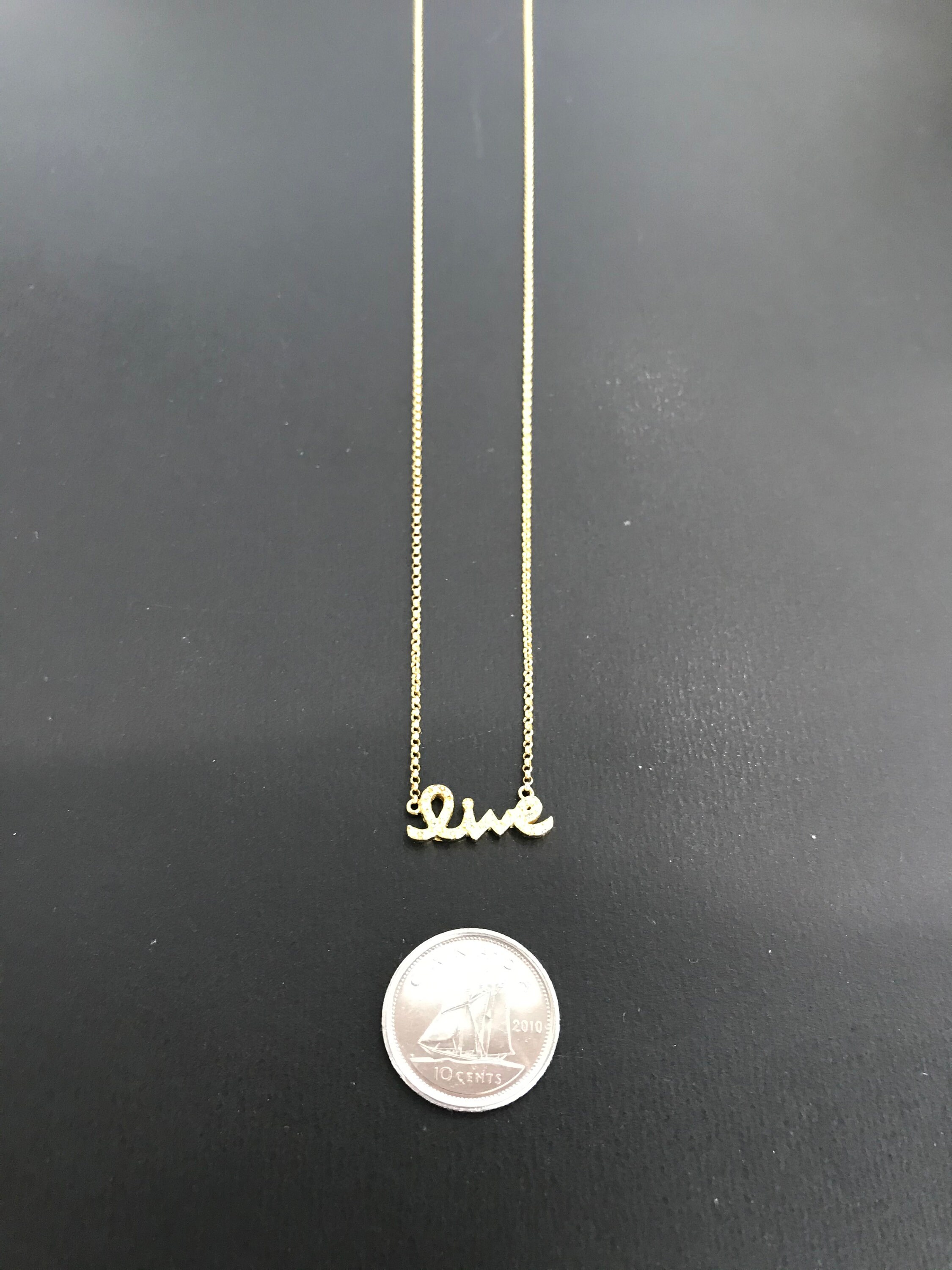 14K Yellow Gold Diamond "live" Pendant Necklace - 18 Inch - Etsy