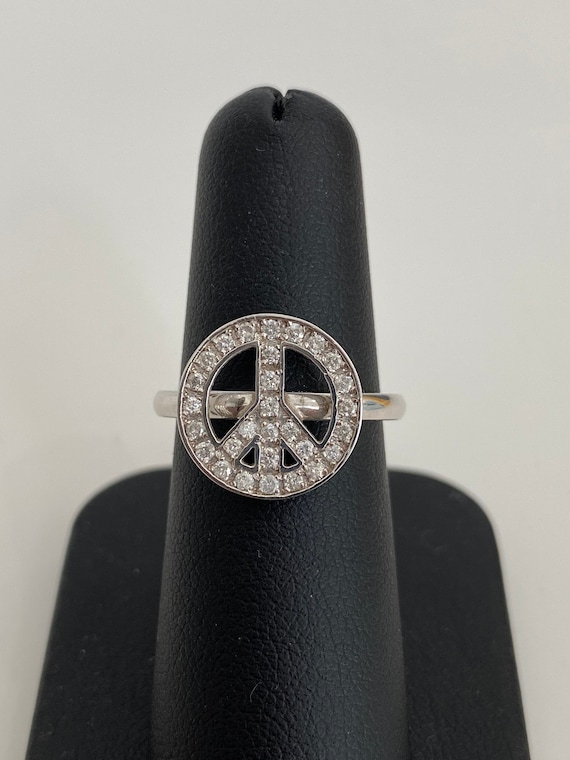 Womens Statement Diamond Ring Peace Sign Ladies Ring 18 Karat - Etsy
