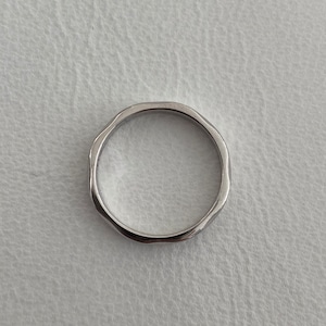 Solid 18K Karat White Gold Custom Built Canadian Engineering Iron Pinky Ring Unisex Wavy Plain ...