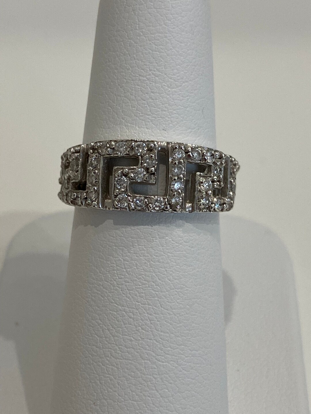Vintage Greek Key Diamond Ring 14K White Gold - Etsy