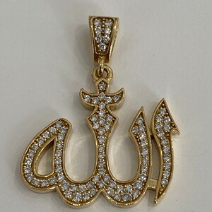 18K Gold Allah Pendant With Diamonds: Arabic Religious Symbol - Etsy