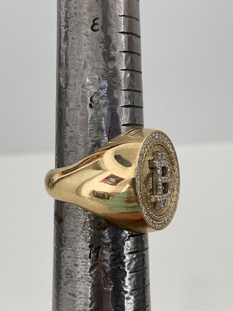 Crypto Diamond Bitcoin Ring 18KY - Etsy