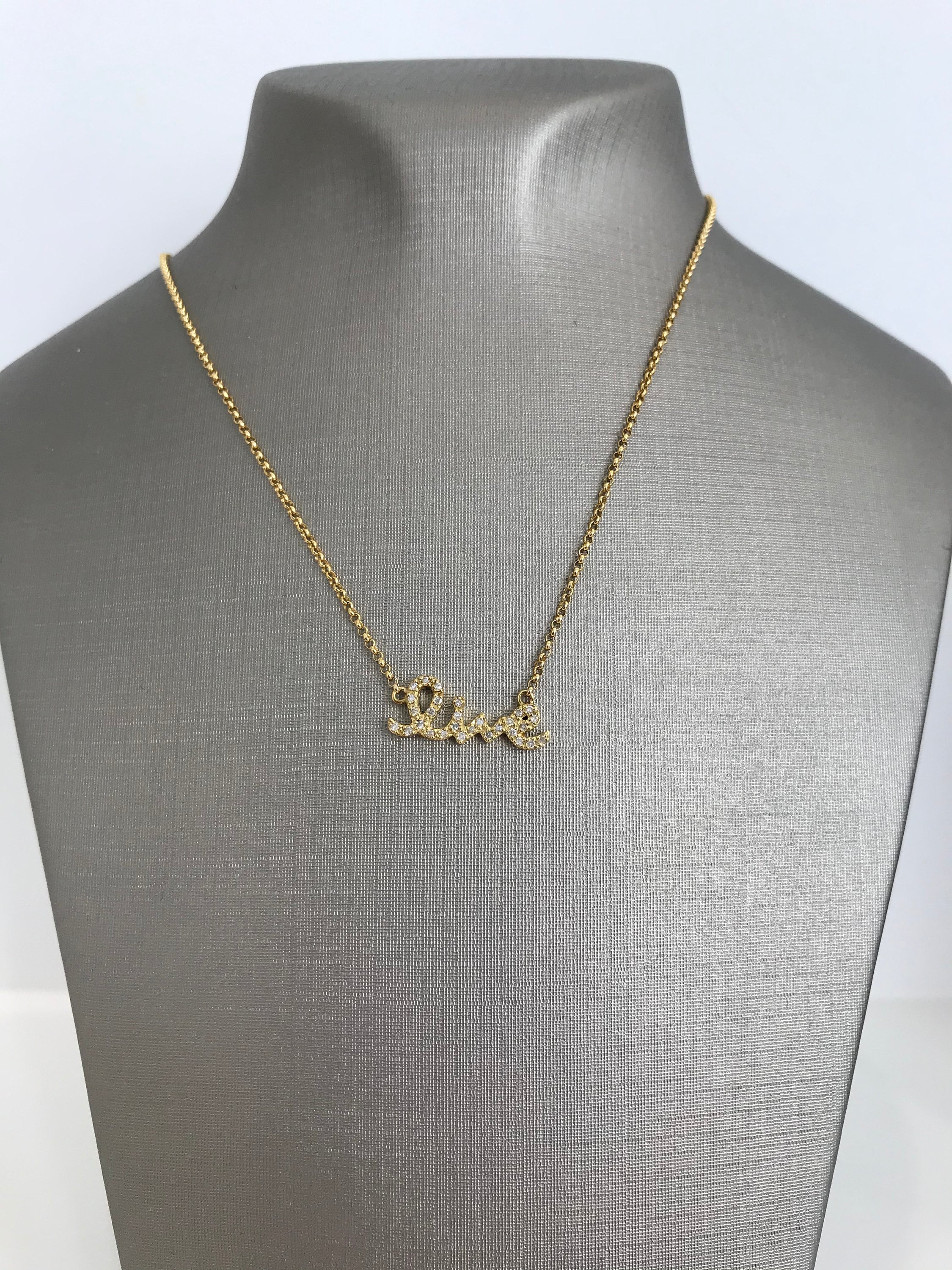 14K Yellow Gold Diamond "live" Pendant Necklace - 18 Inch - Etsy