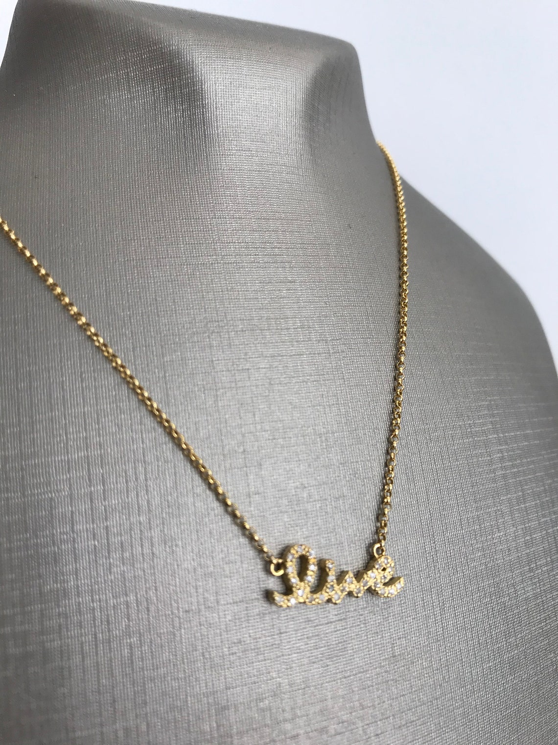 14K Yellow Gold Diamond "live" Pendant Necklace - 18 Inch - Etsy