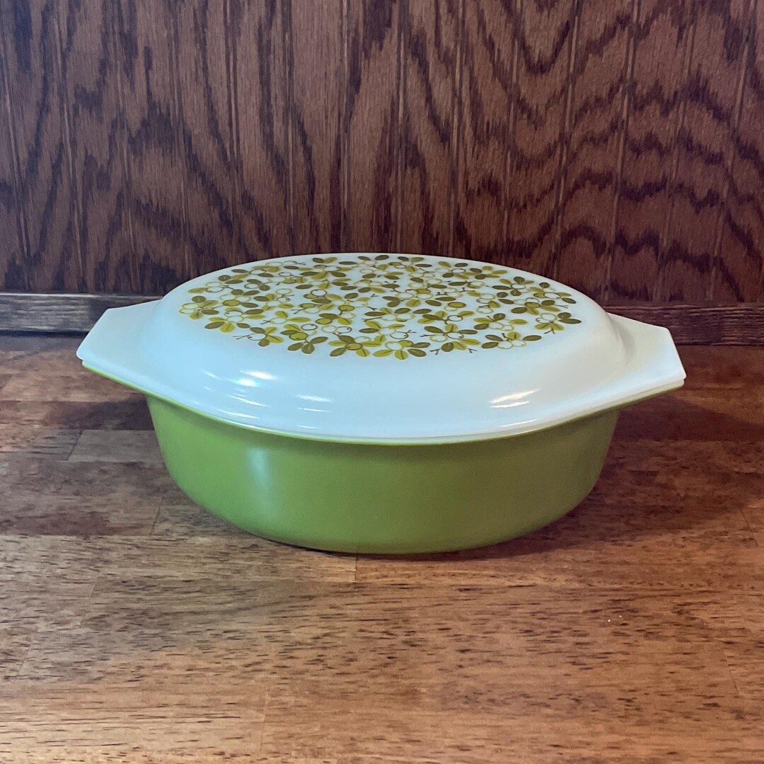 2 1/2 Quart Pyrex Verde Oval Casserole Dish With Olive Lid Vintage Mid ...