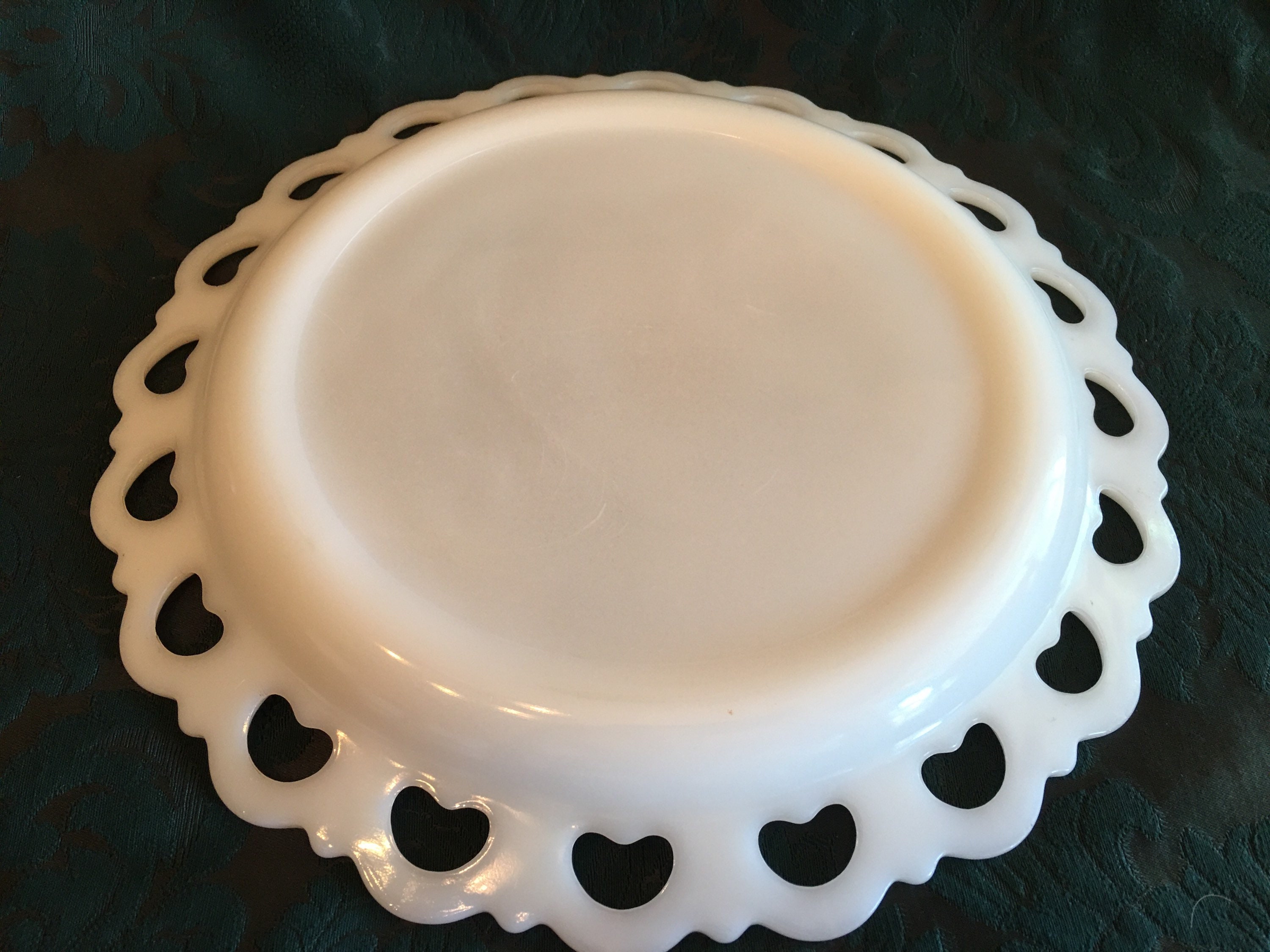 13” Cake Plate - Open Lace Old Colony White Milk Glass Torte Plate ...