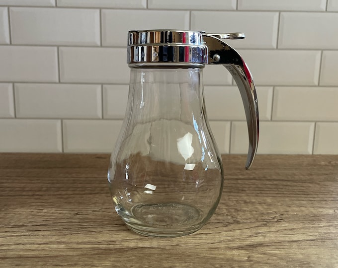Vintage Dripcut Glass Syrup Dispenser - Restaurant Style - Mid-century ...
