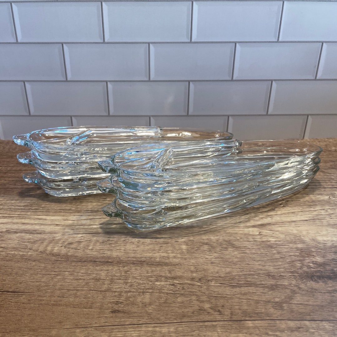 Set of 6 Glass Corn on the Cob Plates - Vintage Corn Holders - BBQ ...