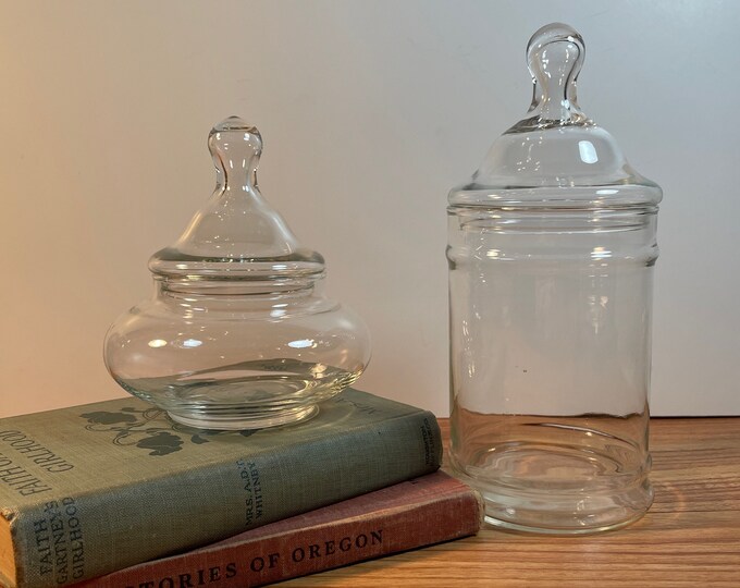 Two Vintage Glass Apothecary Jars Storage Jars Vintage Glass Kitchen ...