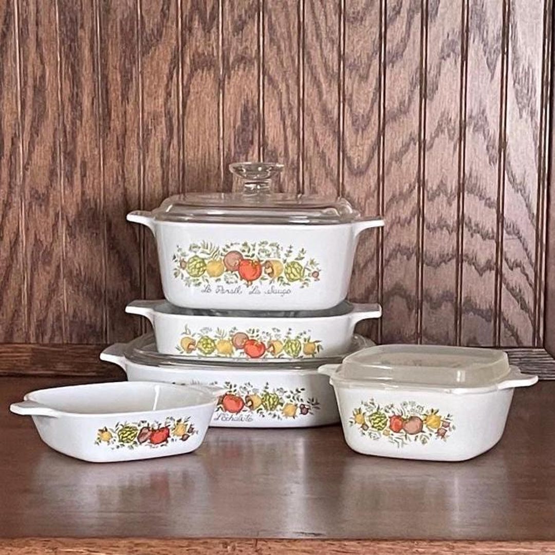 8 Piece Gift Set Corning Ware Spice of Life Casserole Dishes - Glass ...