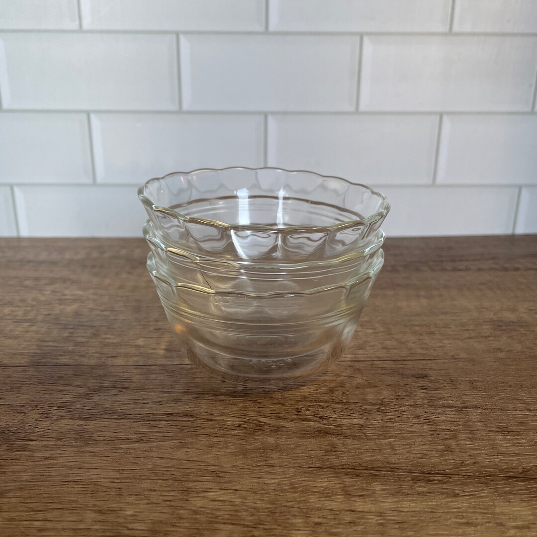 Set of 3 1970's Pyrex Clear Glass Ramekins - Small Bowl - Vintage Pyrex ...