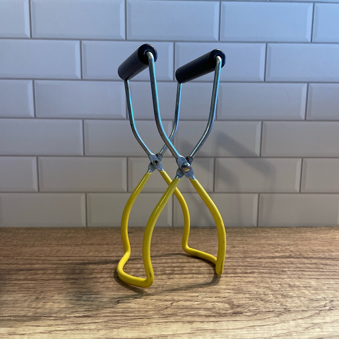 Vintage Canning Jar Lifter - 1960's Yellow - Black Wood Handle - Etsy