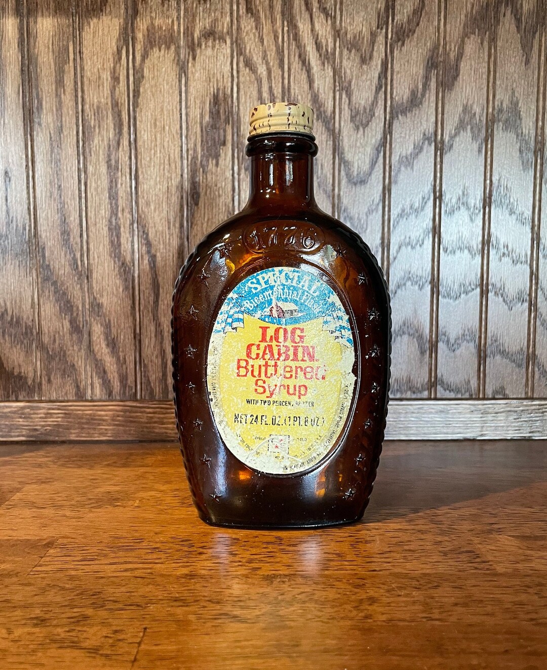 Vintage Log Cabin Glass Syrup Bottle - Vintage Advertising Ware - Mid ...
