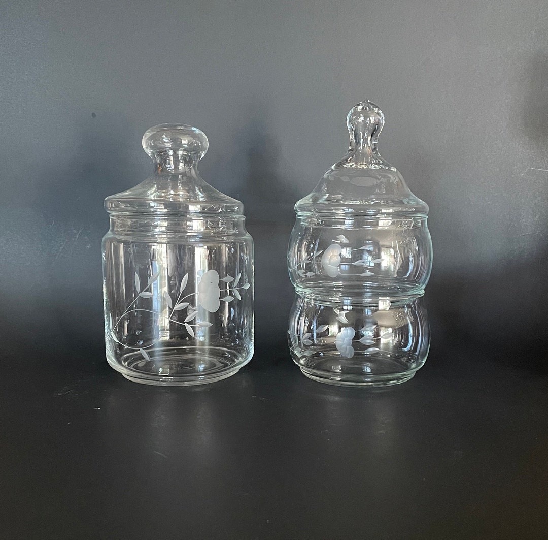 Two Vintage Princess House Glass Apothecary Jars Vintage Glass Kitchen ...