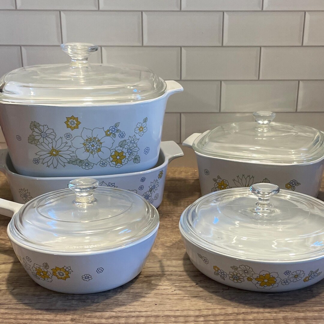 9 Piece Corning Ware Floral Bouquet Set - Vintage 1.5, 2 & 3 Quart ...
