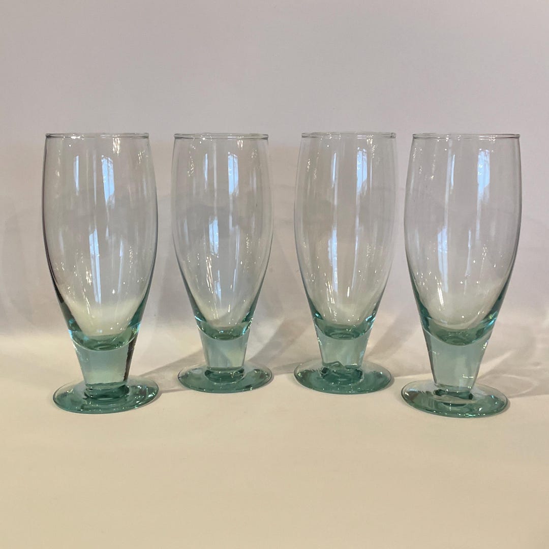 Set of 4 Libbey Spanish Green Iced Tea Glasses - Tall Drinking Glasses ...