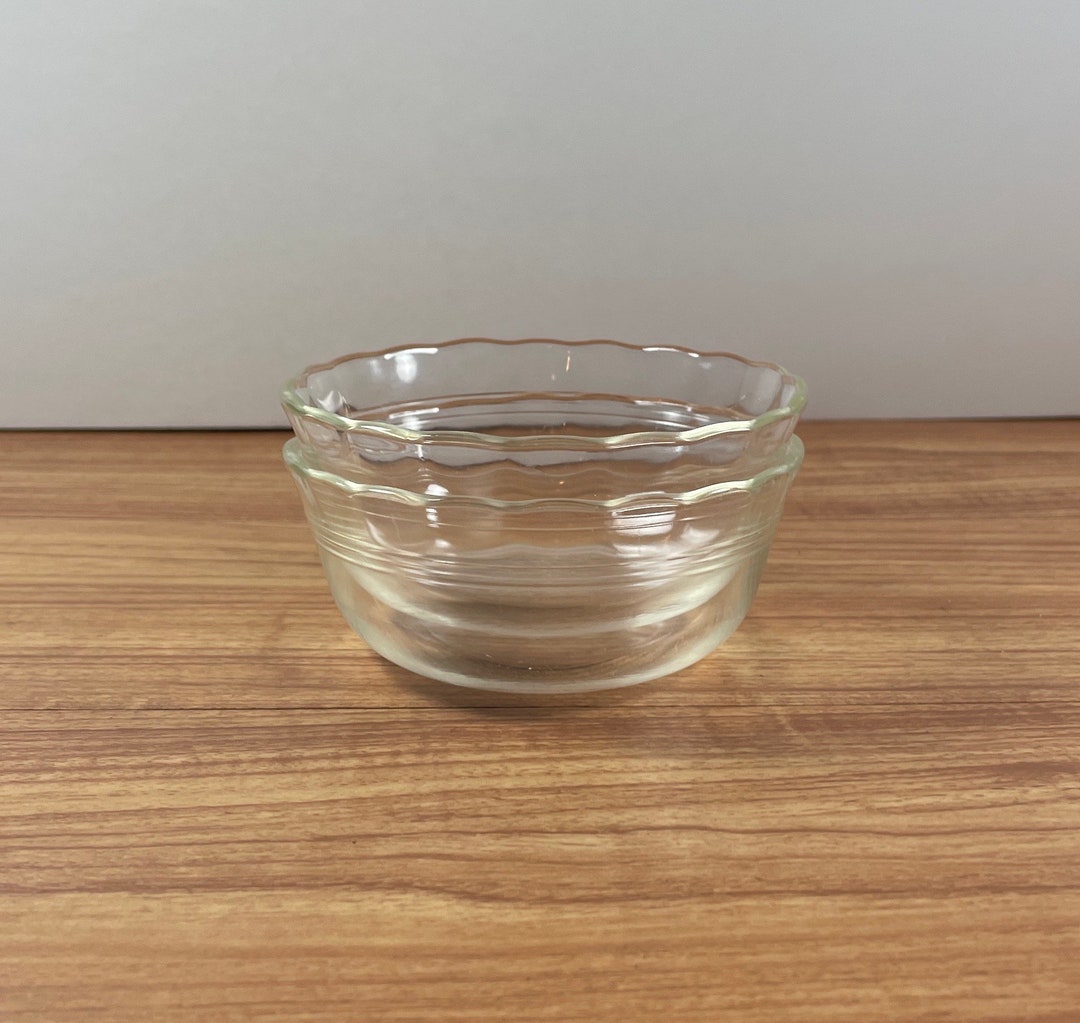 2 Pyrex Clear Glass Large Ramekins 1940-1950s Era Small Prep Bowl ...