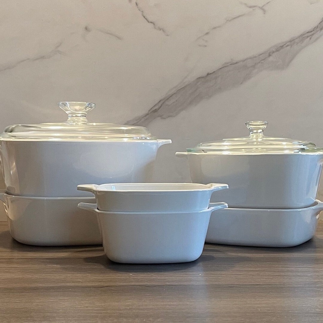 8 Piece Corning Ware Just White Set - Vintage 1 Liter - 1.5 Liter - 2 ...