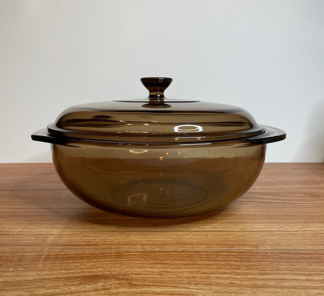 Pyrex 2 Liter Amber Visions Casserole Dishes With Lids #024 Vintage ...