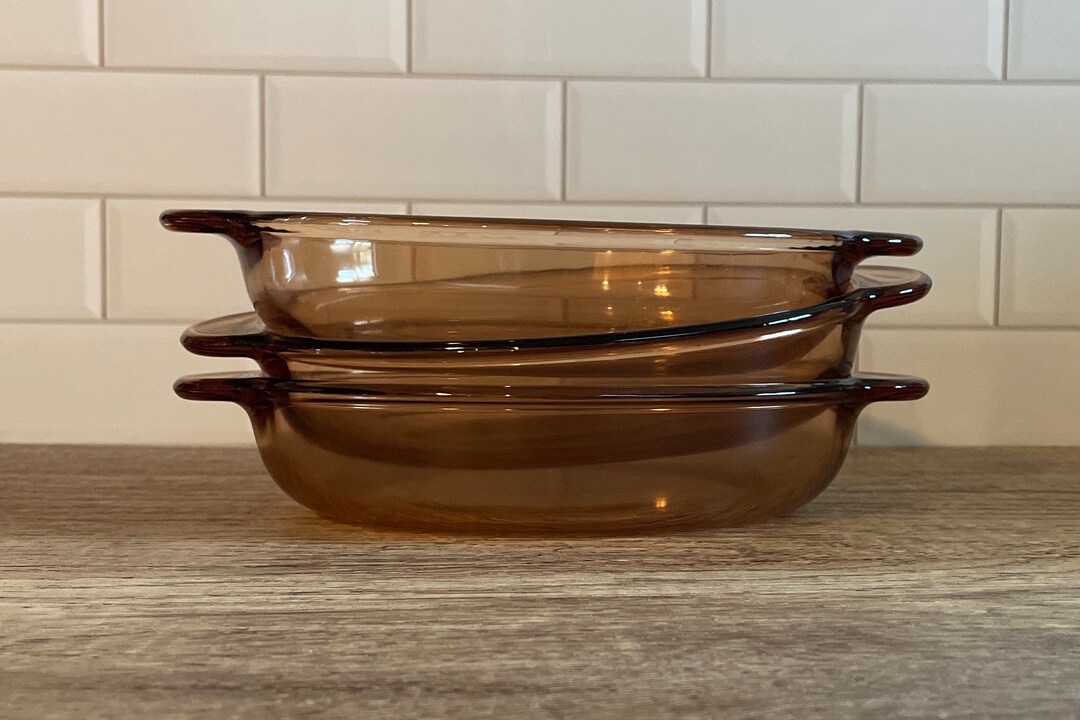 Set of 3 Pyrex Amber Oval Heat and Eat Au Gratin Dishes - Mini ...