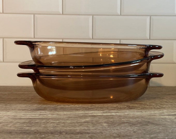 Set of 3 Pyrex Amber Oval Heat and Eat Au Gratin Dishes - Mini ...