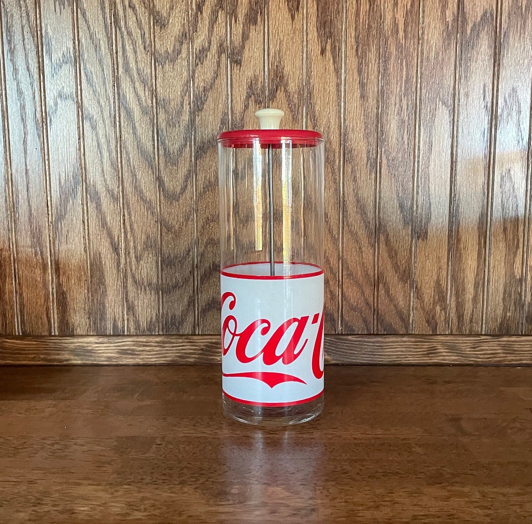 Vintage Coca Cola Straw Dispenser - Glass Straw Storage Jar - Soda ...