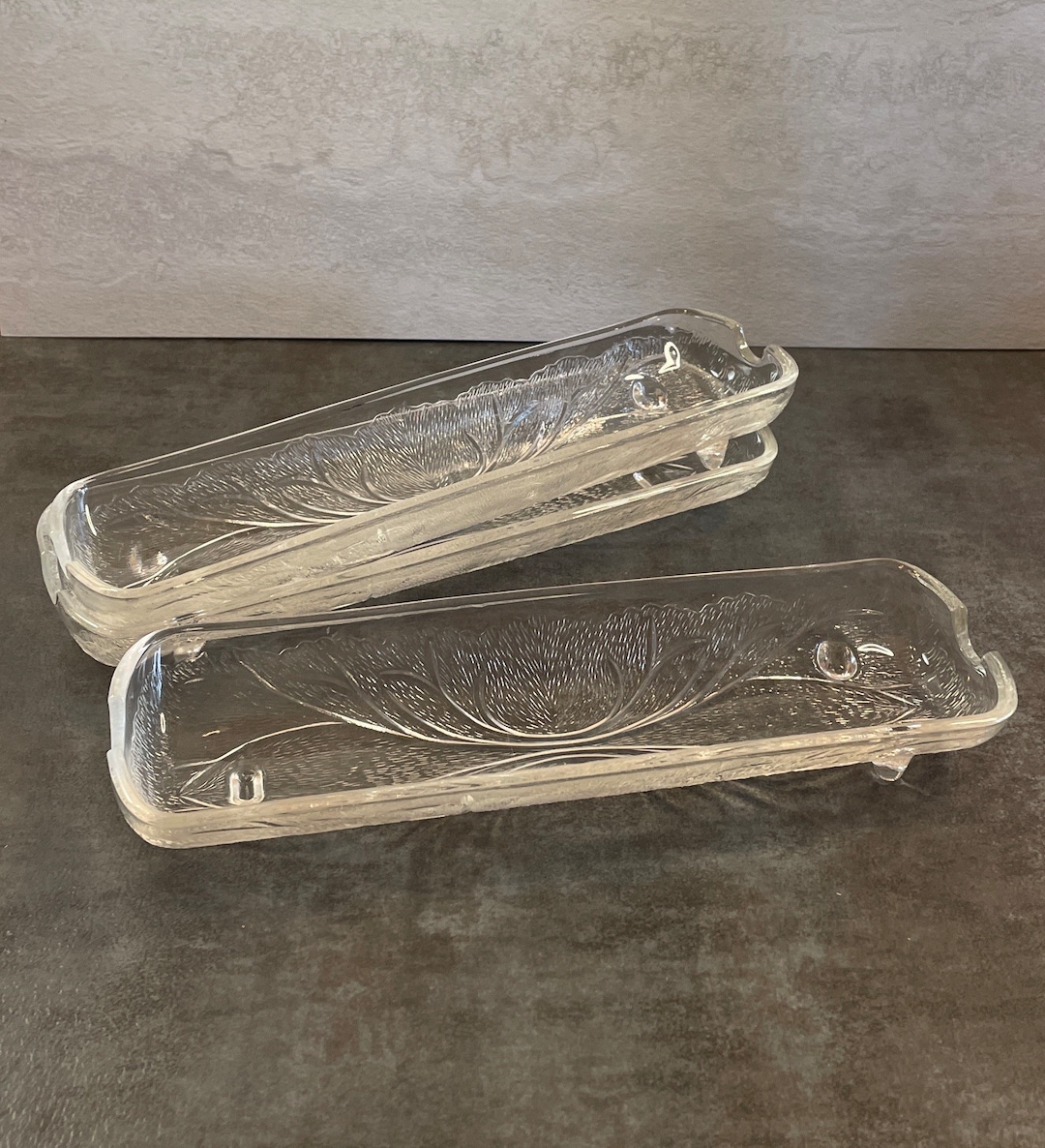 Set of 3 Glass Corn on the Cob Plates Vintage Corn Holders - Etsy