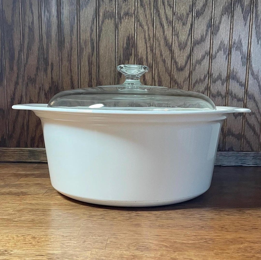 5 Quart Pyrex Visions White Dutch Oven - Made in USA - Glass Ovenware ...