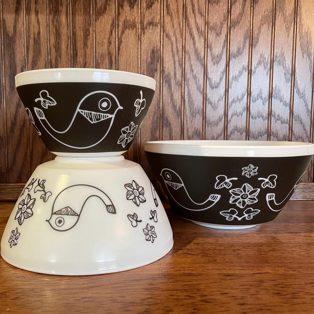 Pyrex Charm Birds of a Feather Nesting Bowl Set Vintage Inspired by ...