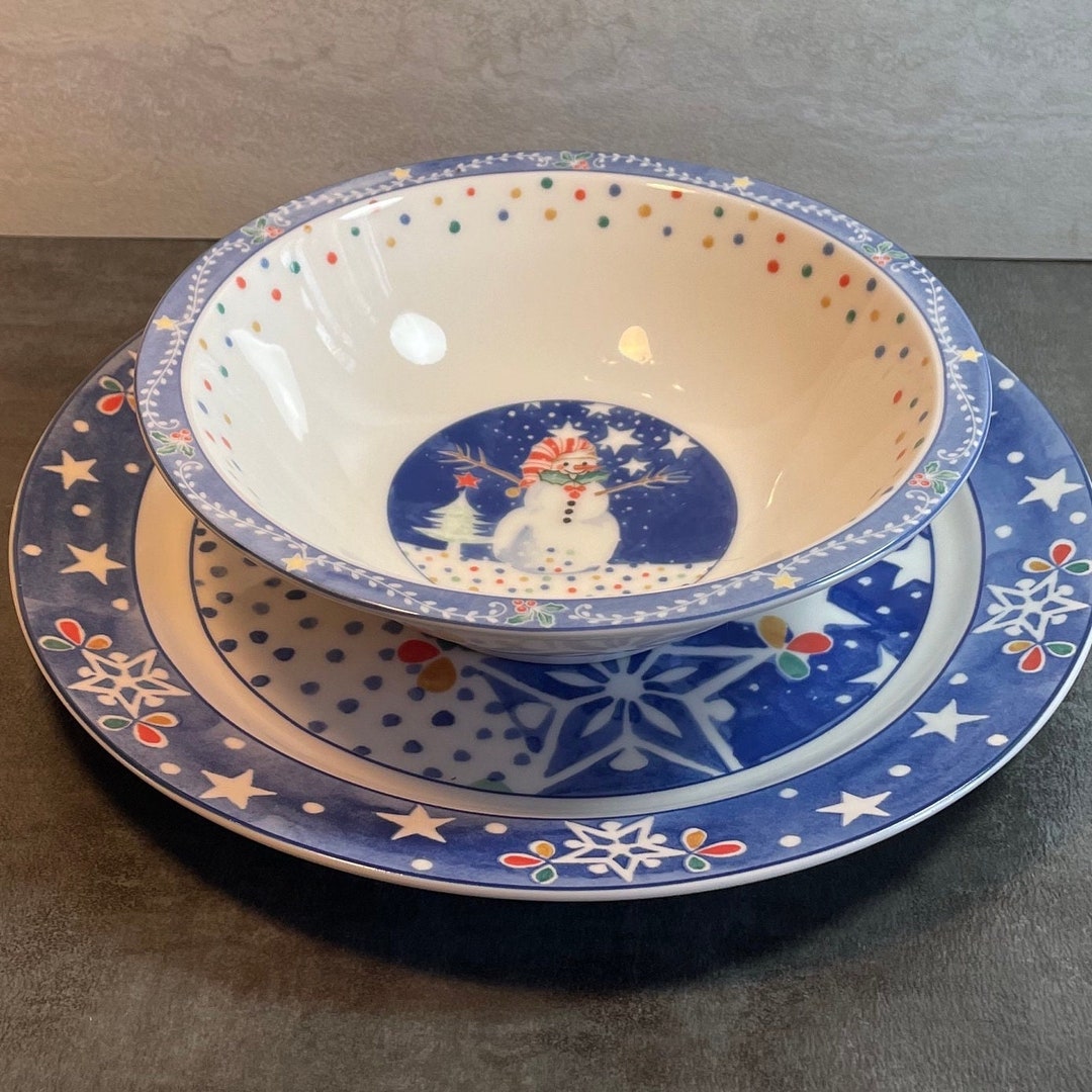 2 Piece Hostess Set Epoch "mr Snowman" by Noritake - Christmas China ...