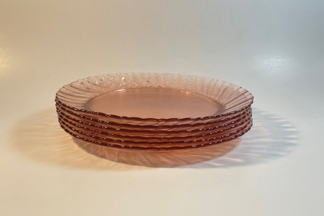Set of 6 Vintage Arcoroc Luminarc Rosaline Pink Swirl Glass Salad ...