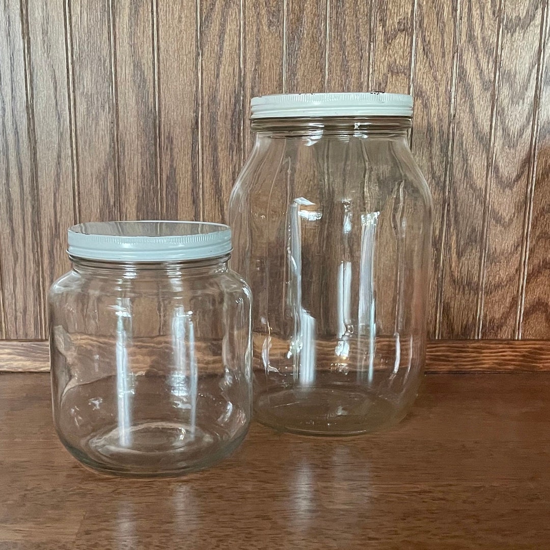 2 Vintage Jars - 1 Gallon & 1/2 Gallon Glass Jars - Food Storage Jar ...