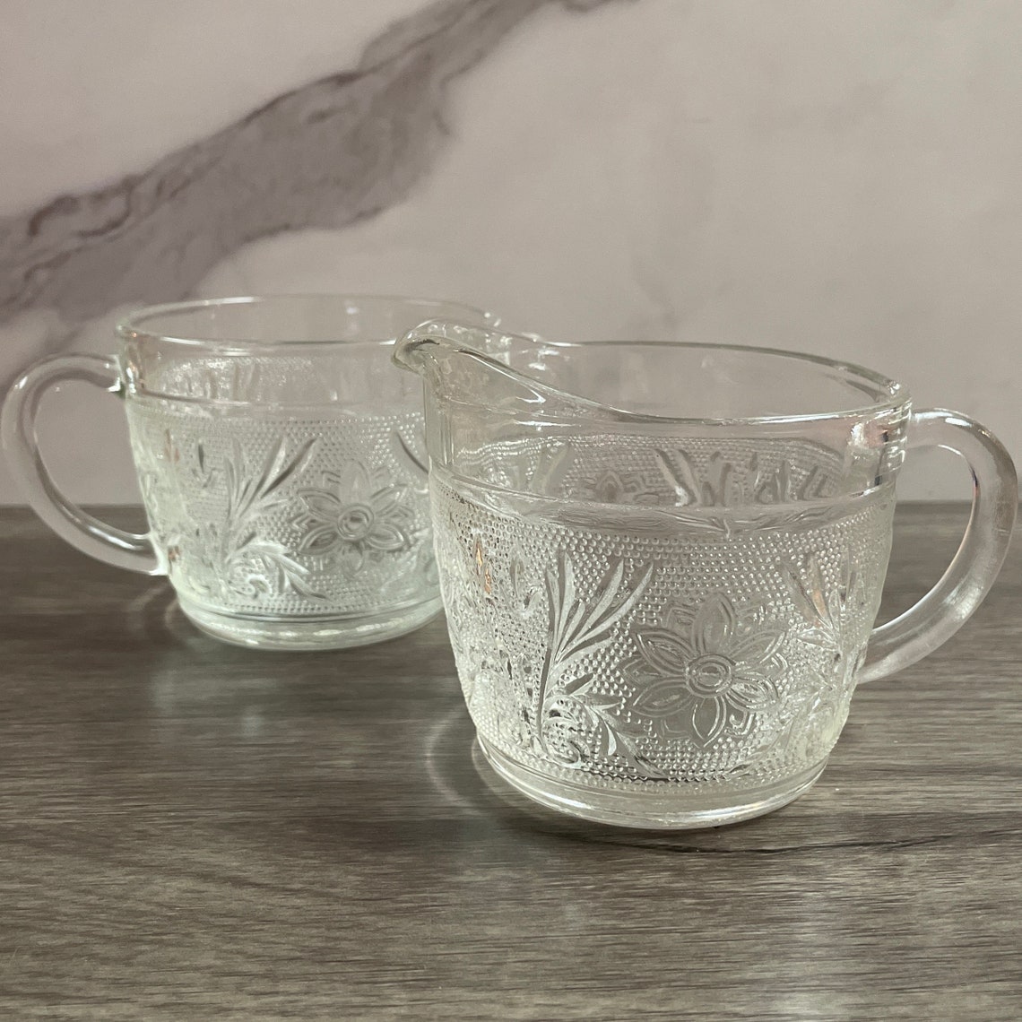 2 Piece Tiara Chantilly Sandwich Glass Cream and Sugar Set - Vintage ...