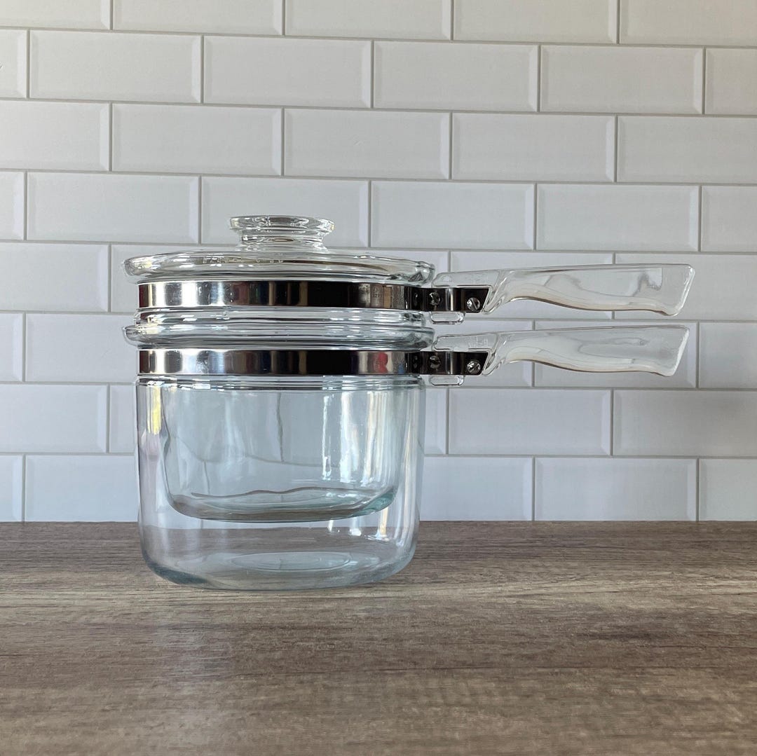 Pyrex Flameware Double Boiler Insert and Sauce Pot - Vintage 1950’s ...