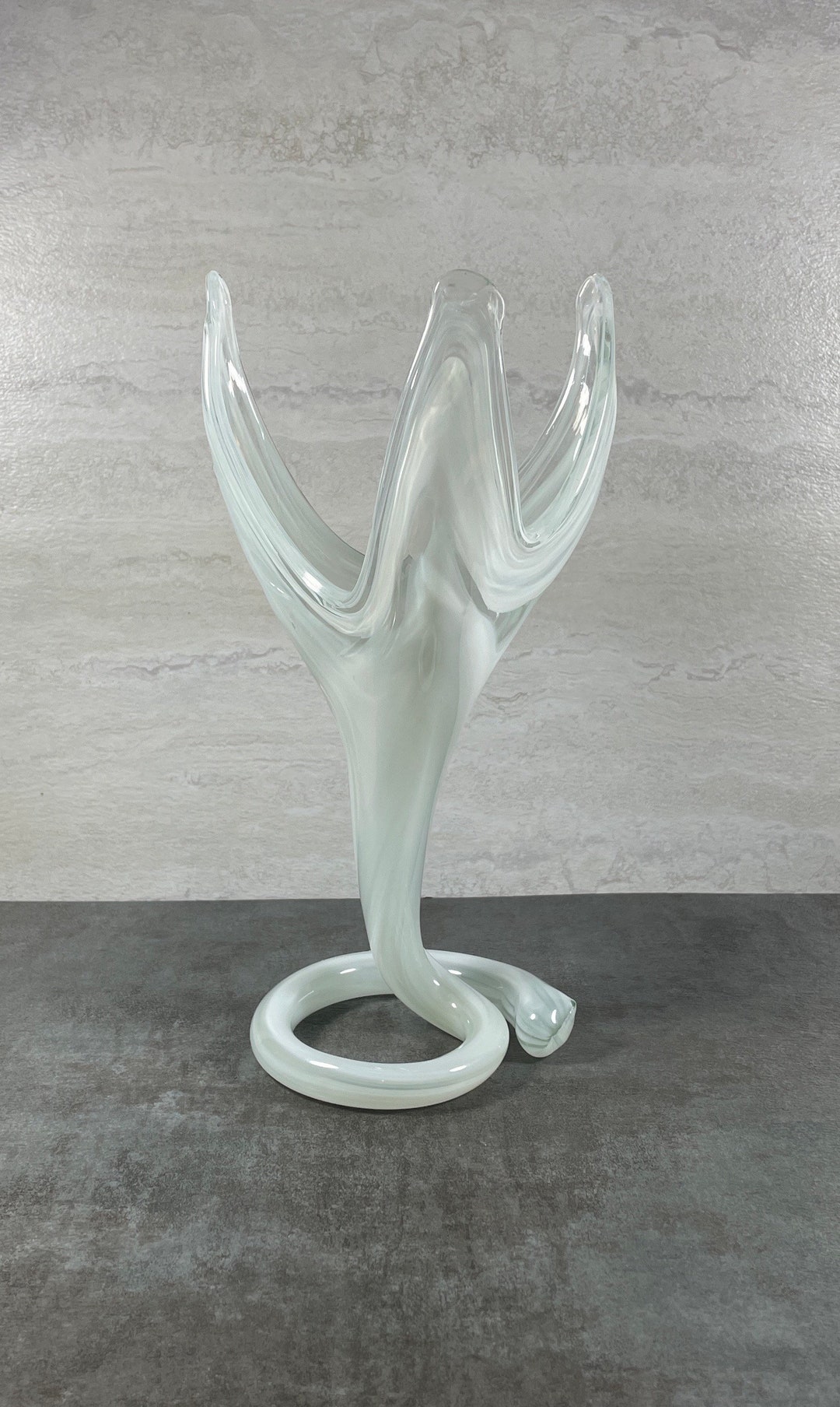 Vintage MCM Vase- Hand Blown Art Glass Murano Style - Home Decor - Etsy