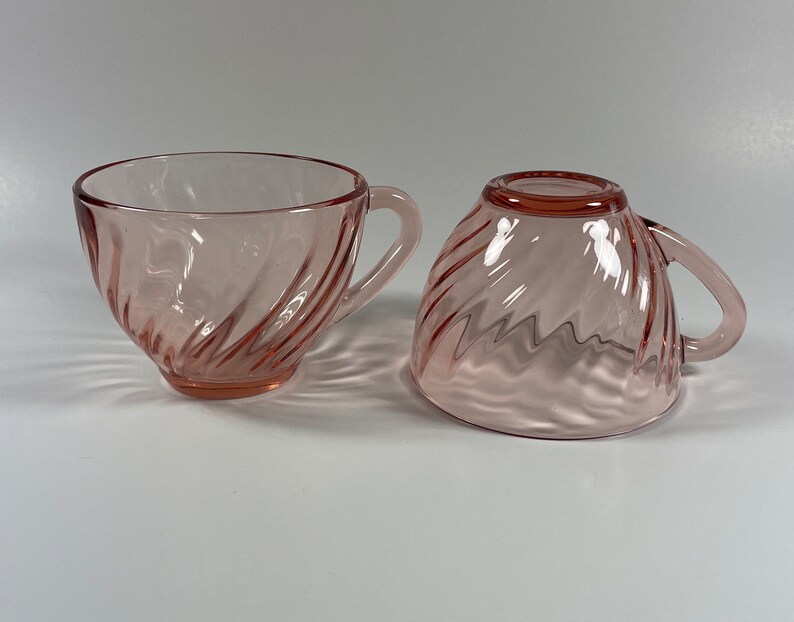 Set of 4 Vintage Arcoroc Luminarc Rosaline Pink Swirl Glass Tea Cups ...