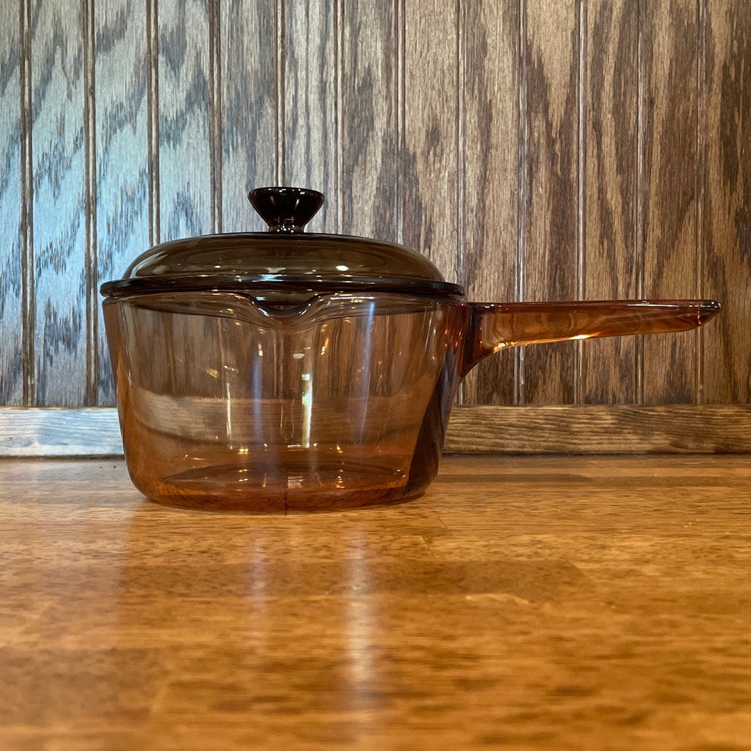 Pyrex 1 Liter Amber Visions Sauce Pot With Lid - Vintage Pyrex Glass ...