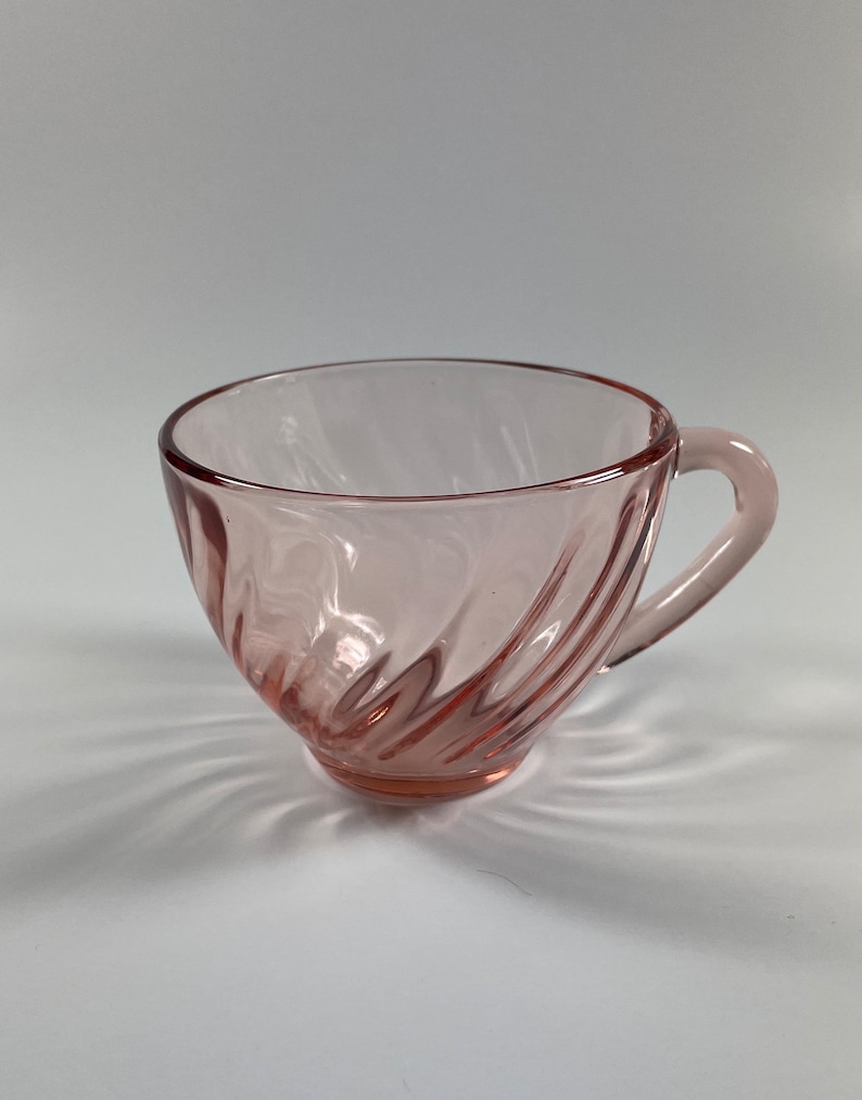 Set of 4 Vintage Arcoroc Luminarc Rosaline Pink Swirl Glass Tea Cups ...
