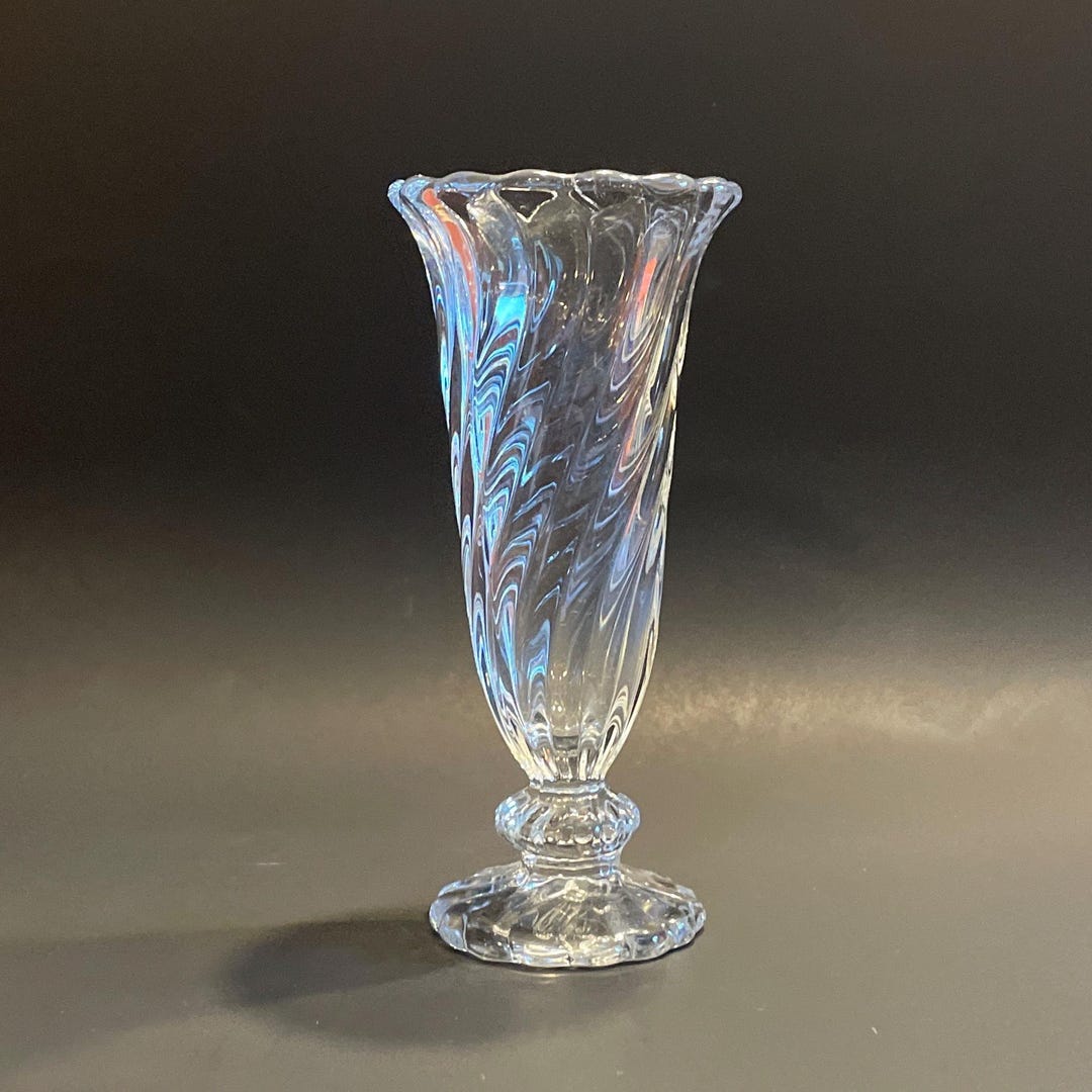 Fostoria Colony Swirl Crystal Bud Vase - Vintage Vases - MCM Decor - Depression Glass - Etsy